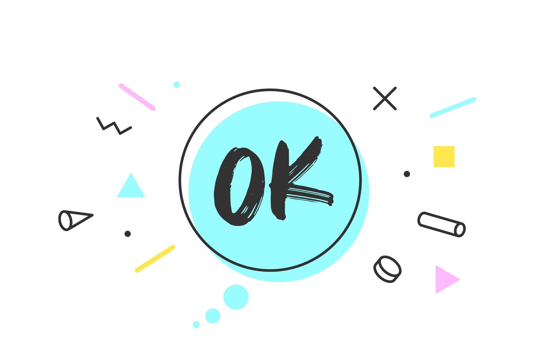 OK. Banner, speech bubble, a Decorative Illustration by Foxys Graphic