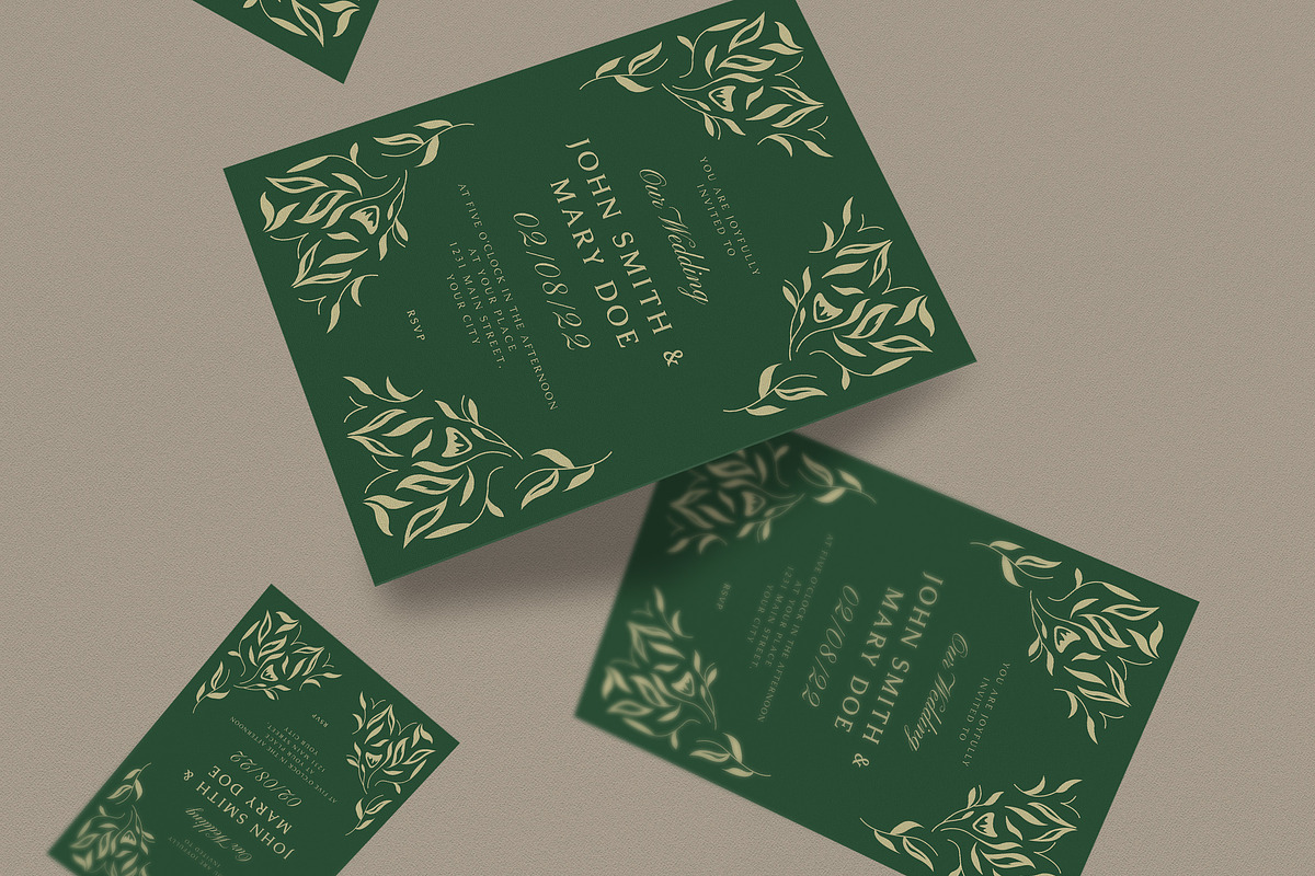 Vintage Leaf Wedding Invitation, an Invitation Template by Guuver