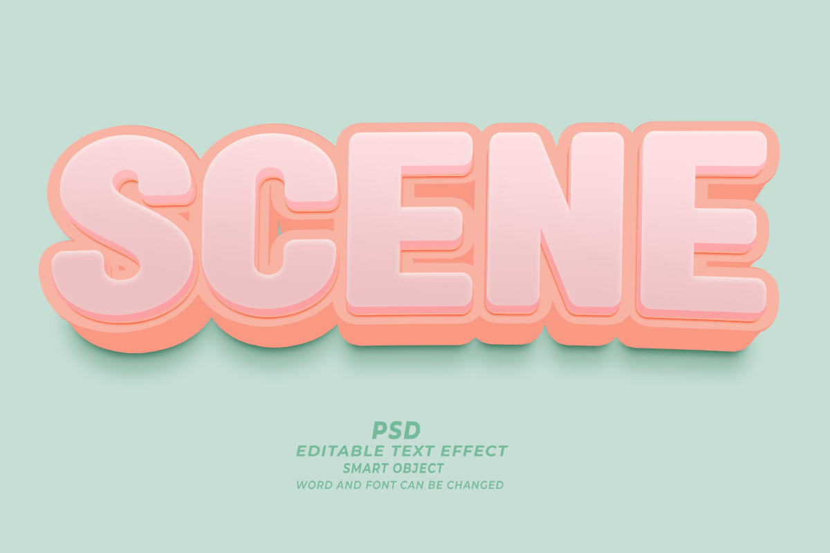 Editable Scene PSD 3D Text Effect, a Layer Style Add-On by TrueVector