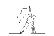Man holding flag. line drawing, a Person Illustration by Valenty