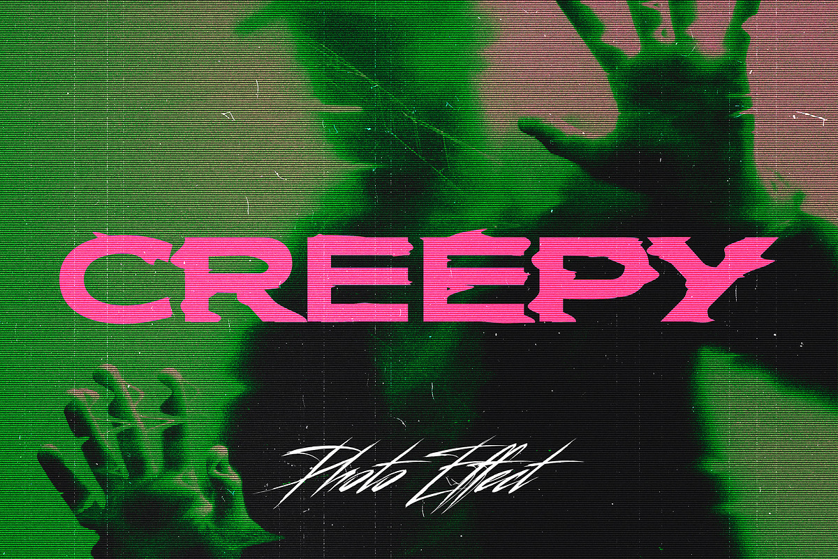 Creepy TV Glitch Photo Effect, a Layer Style Add-On by Design Squad