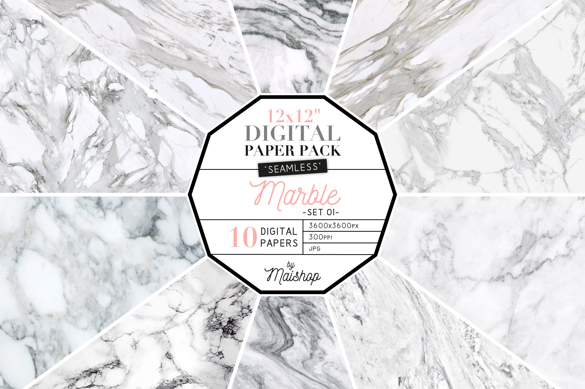 Marble Digital Paper Seamless, a Pattern Graphic by Maishop