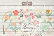 Rustic color flowers clipart, an Illustration by burlapandlace