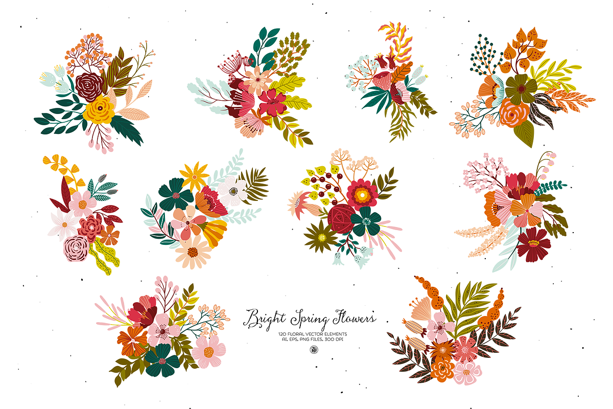 Bright Spring Flowers - Vector Set, an Illustration by Bloomart Studio