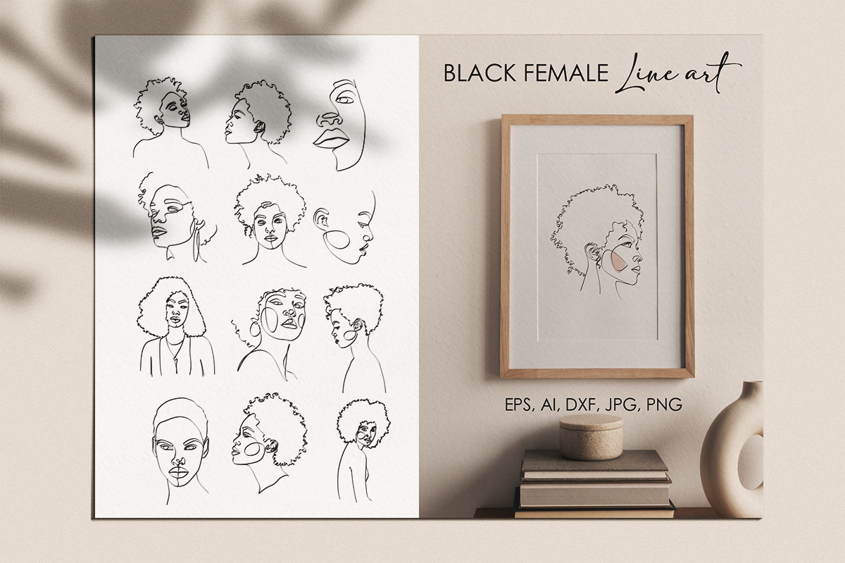 BLACK FEMALE line art, a Person Illustration by RusynUA
