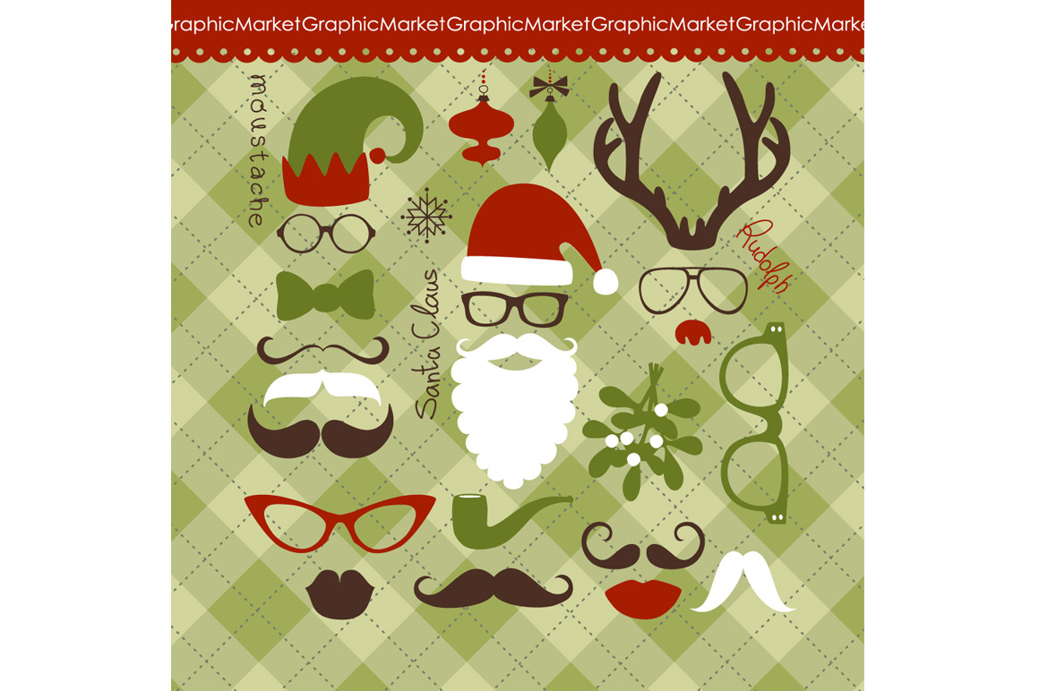 Digital Christmas Photo Booth Props, an Illustration by GraphicMarket