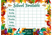 School lessons timetable schedule vector template | Education ...