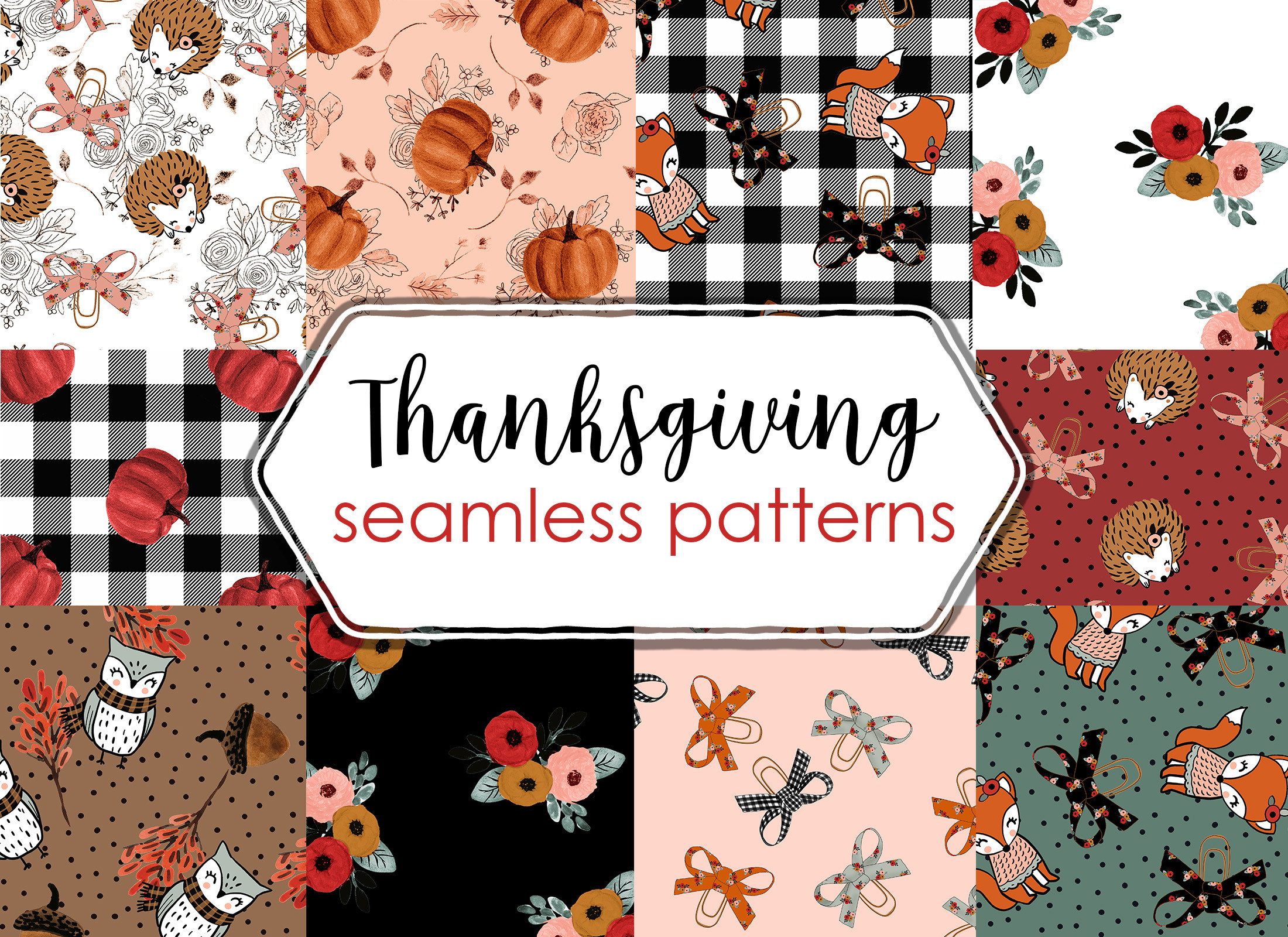 Thanksgiving seamless patterns, a Pattern Graphic by Rosabebe