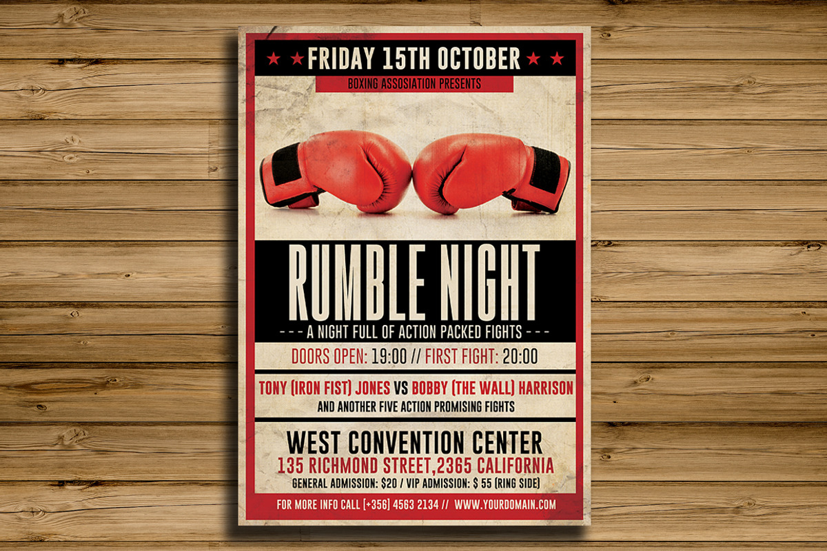 Vintage Boxing Flyer Template, a Flyer Template by Hotpin