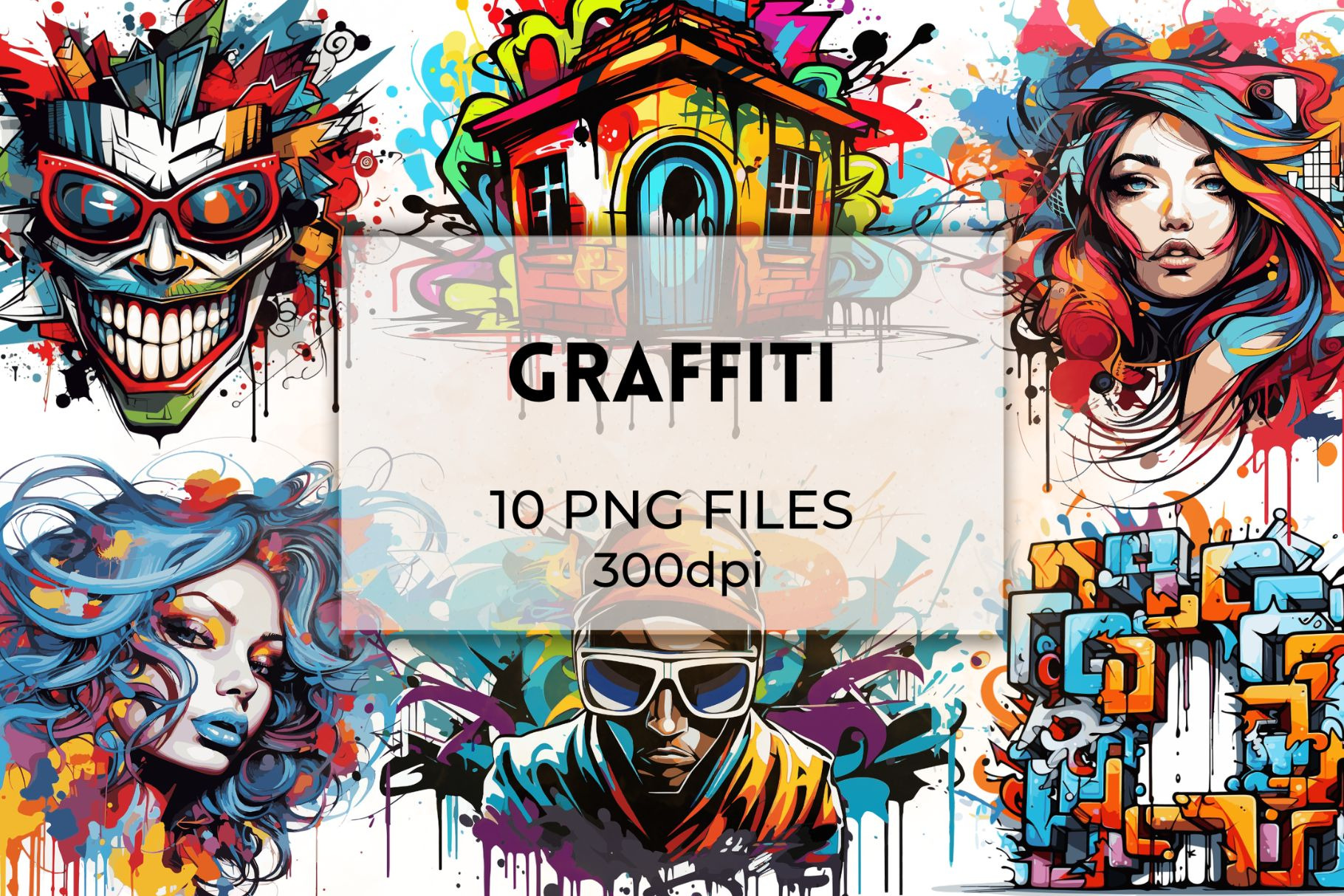 Graffiti Clipart, Street Art, a Decorative Illustration by QM_ART