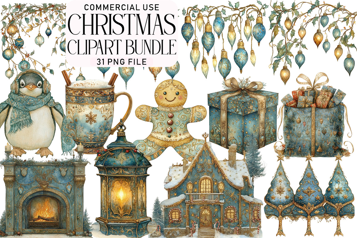 Christmas Clipart Bundle, an Illustration by Daily.Designs