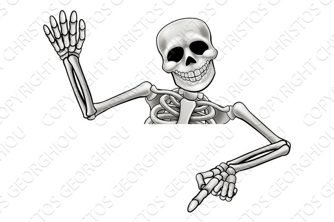 Skeleton Pointing and Waving, an Illustration by Christos Georghiou