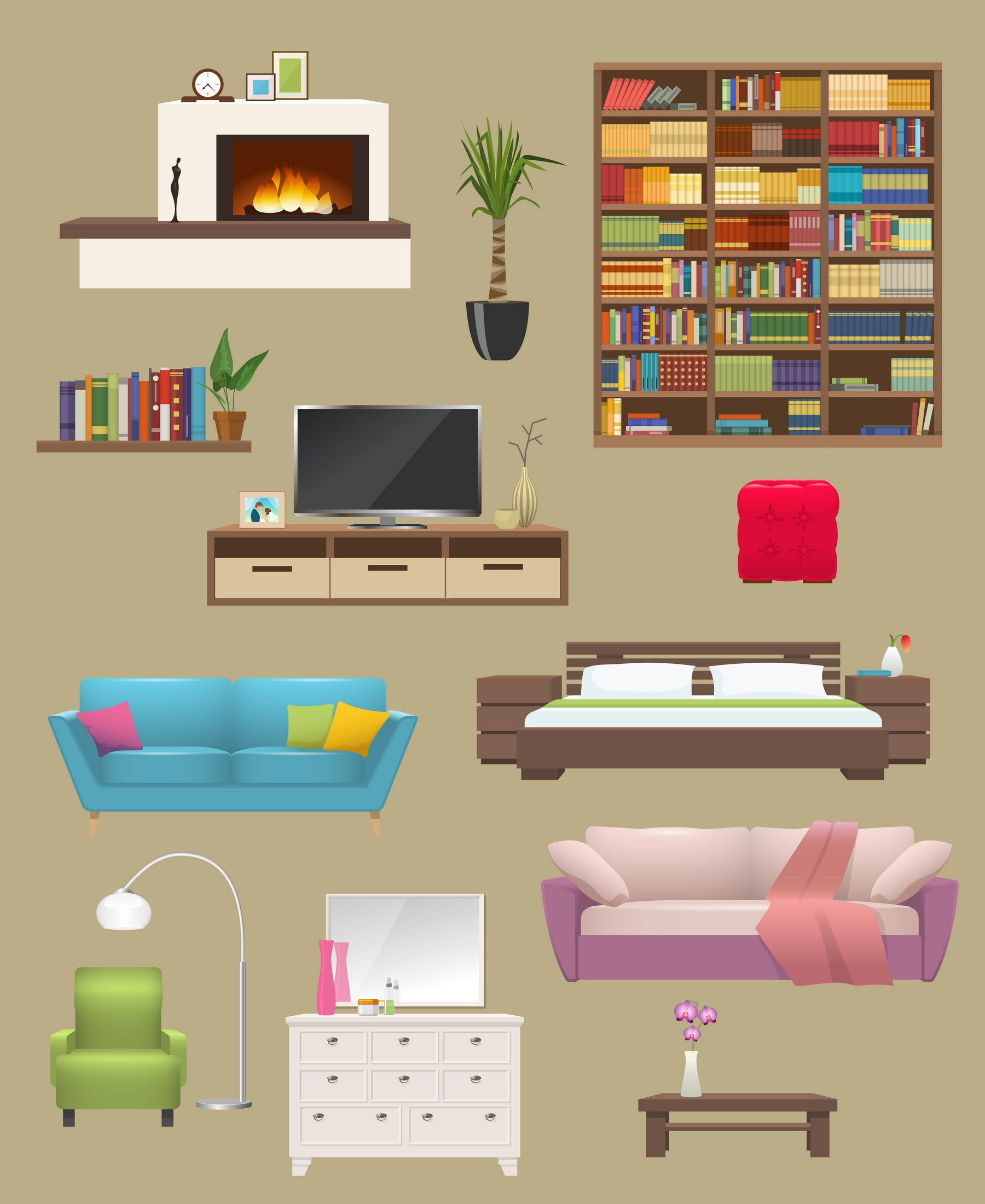 Furniture Elements Interior Set, an Icon by Alexander Belenkiy