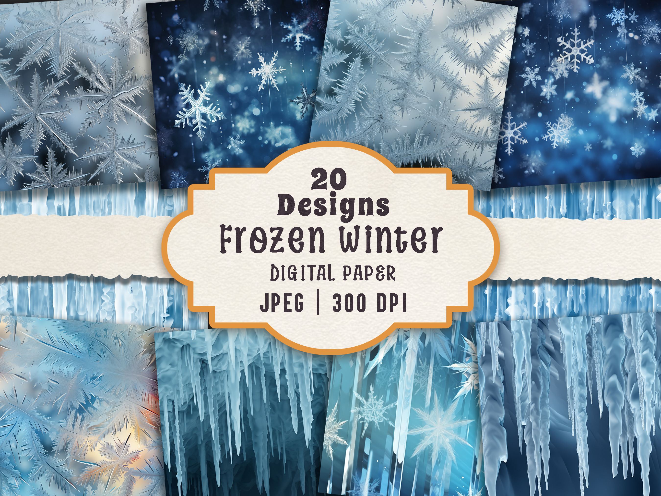 Frozen Snowflake Digital Pape, a Background Graphic by Design Scotch