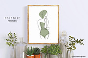 Woman Digital Print. Line Art | Background Graphics ~ Creative Market