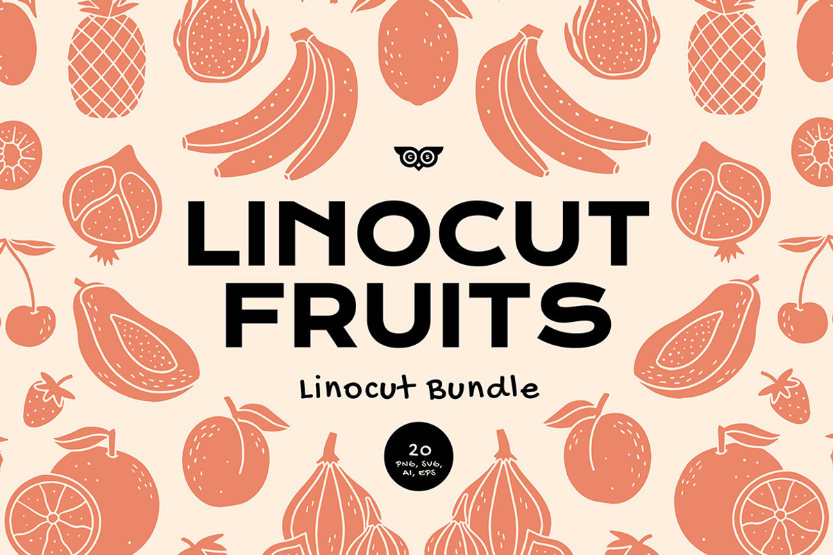 Linocut Fruits Linocut Bundle, an Illustration by ClayStudio