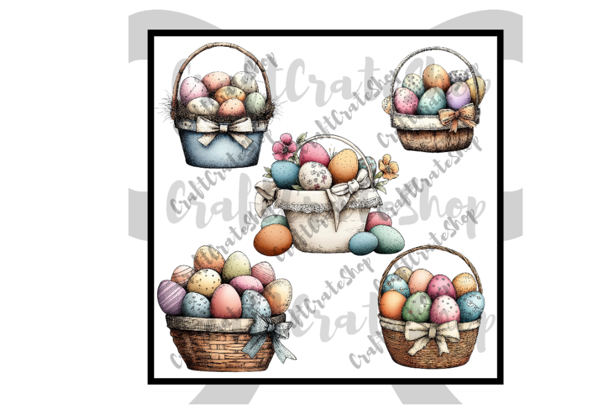 Whimsical Easter Egg Basket Clipart, an Illustration by CraftCrateShop