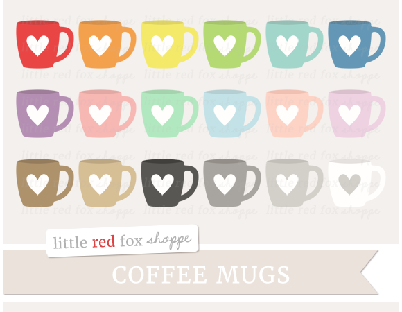 Heart Coffee Mug Clipart, a Food Illustration by Little Red Fox Shoppe