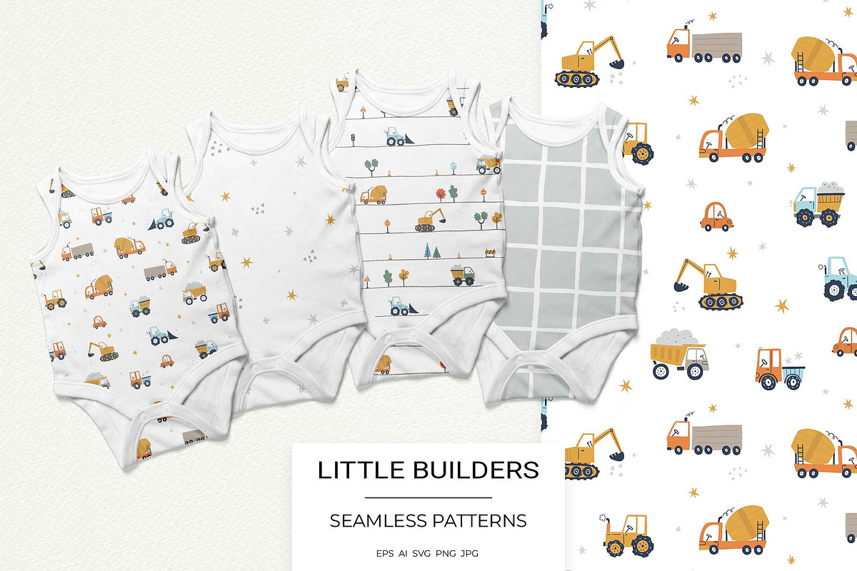 Little Builders Seamless Pattern Set