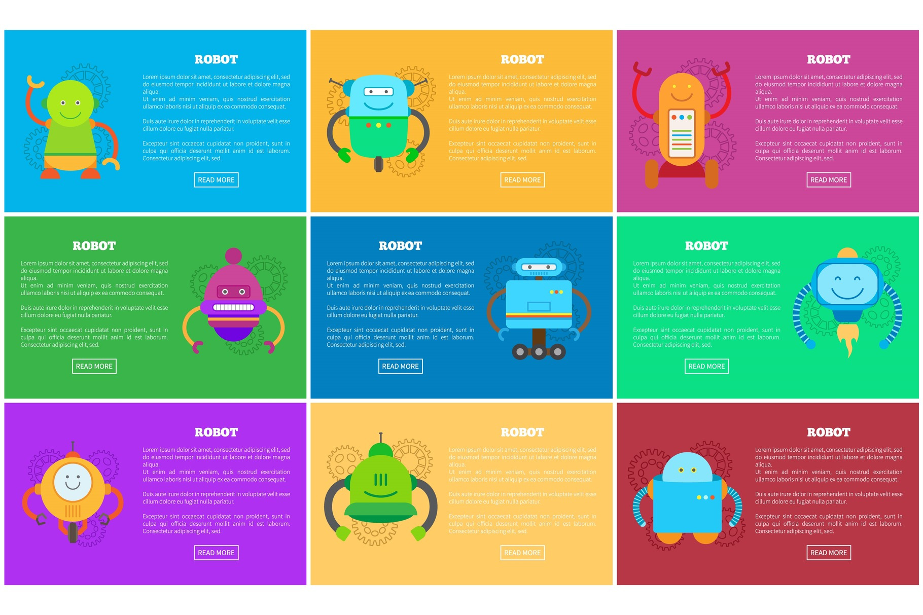Robot Web Pages Collection Vector Illustration | Technology ...