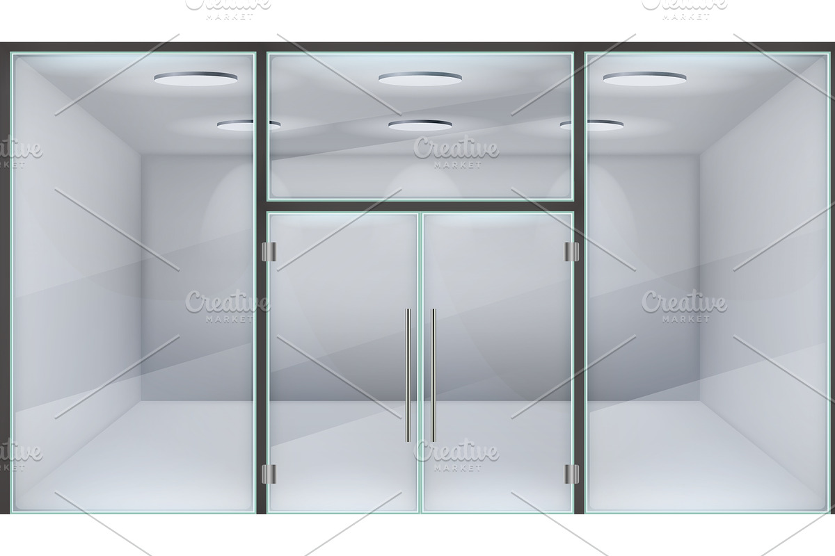 Realistic store door. Glass double, a Background Graphic by winwin.art ...