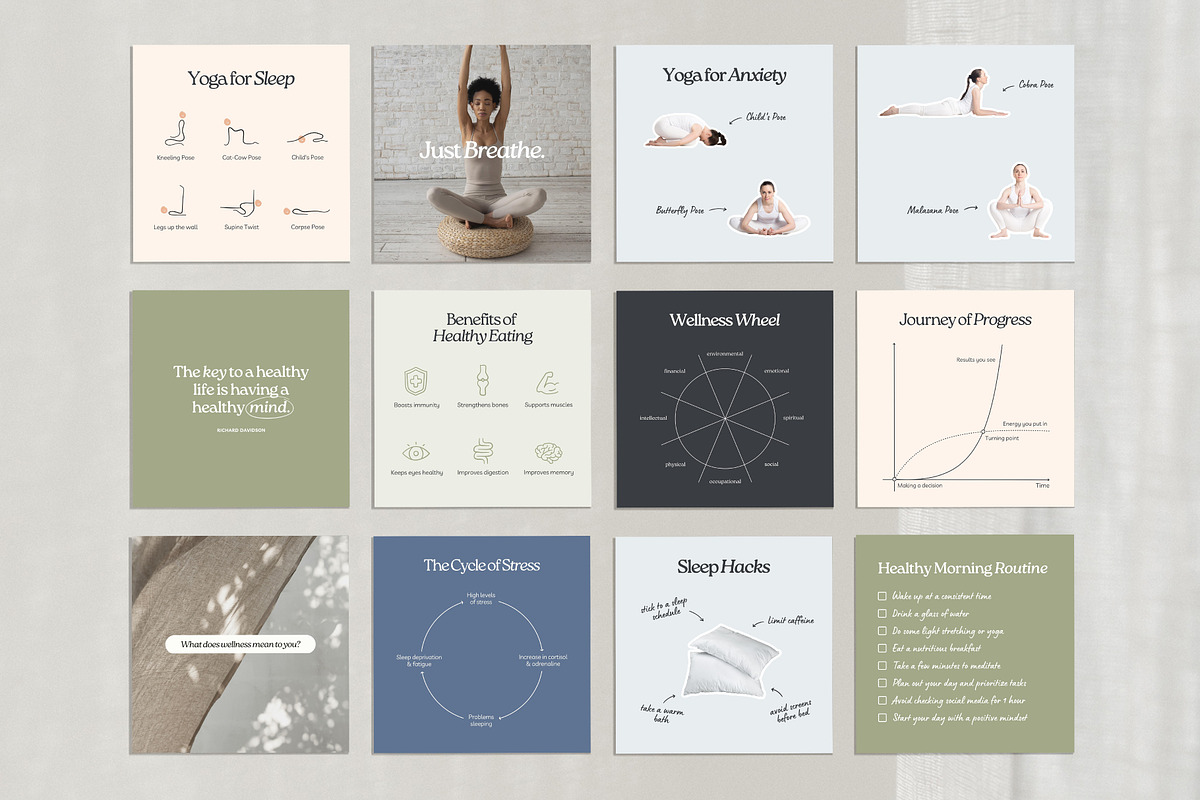 Wellness Coach Social Media Templates - Canva