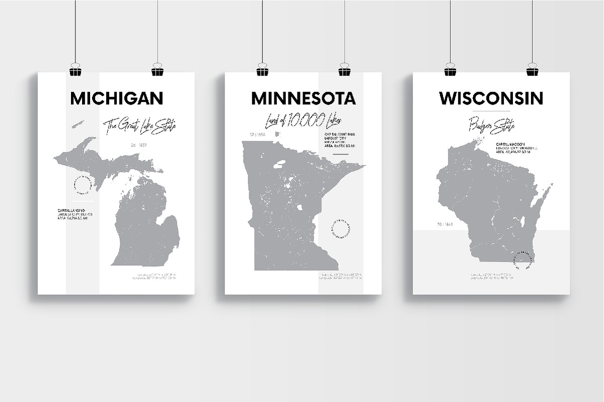 U.S. State Maps | Poster set 1, an Education Illustration by MaximGertsen