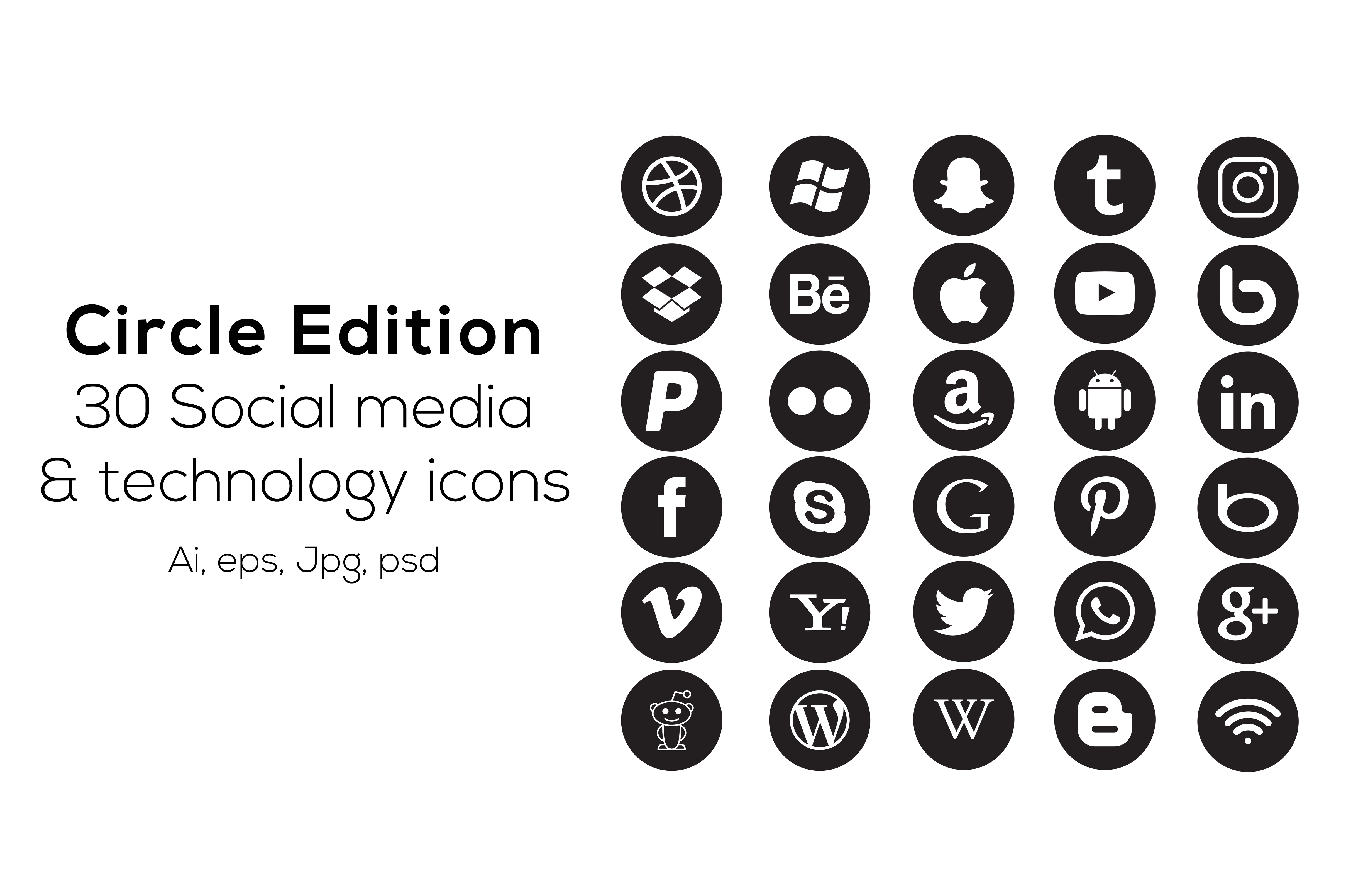 30 Circle social media icons, an Icon by ink drop