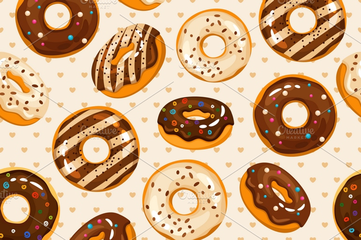 Glazed donuts seamless texture, a Pattern Graphic by Microvector