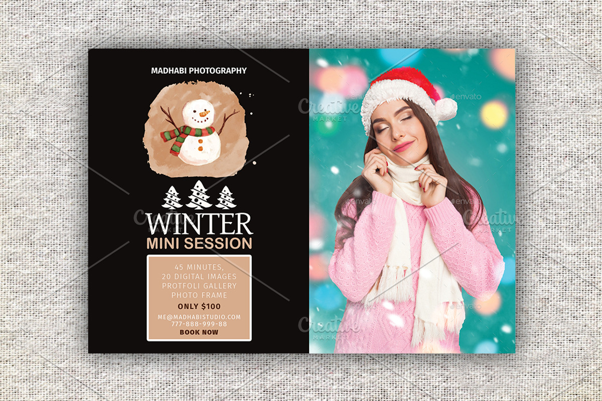Winter Mini Session Template, a Flyer Template by Madhabi Studio