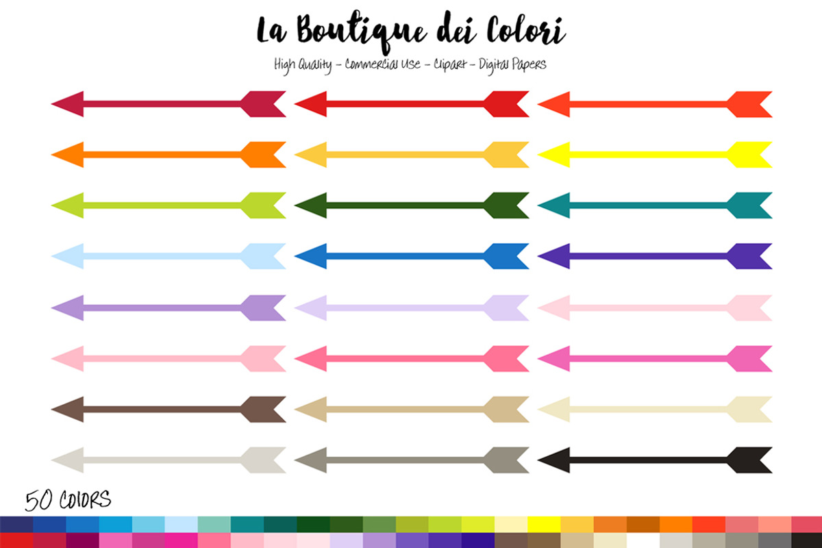 50 Rainbow Arrow Clip Art, an Illustration by La Boutique dei Colori
