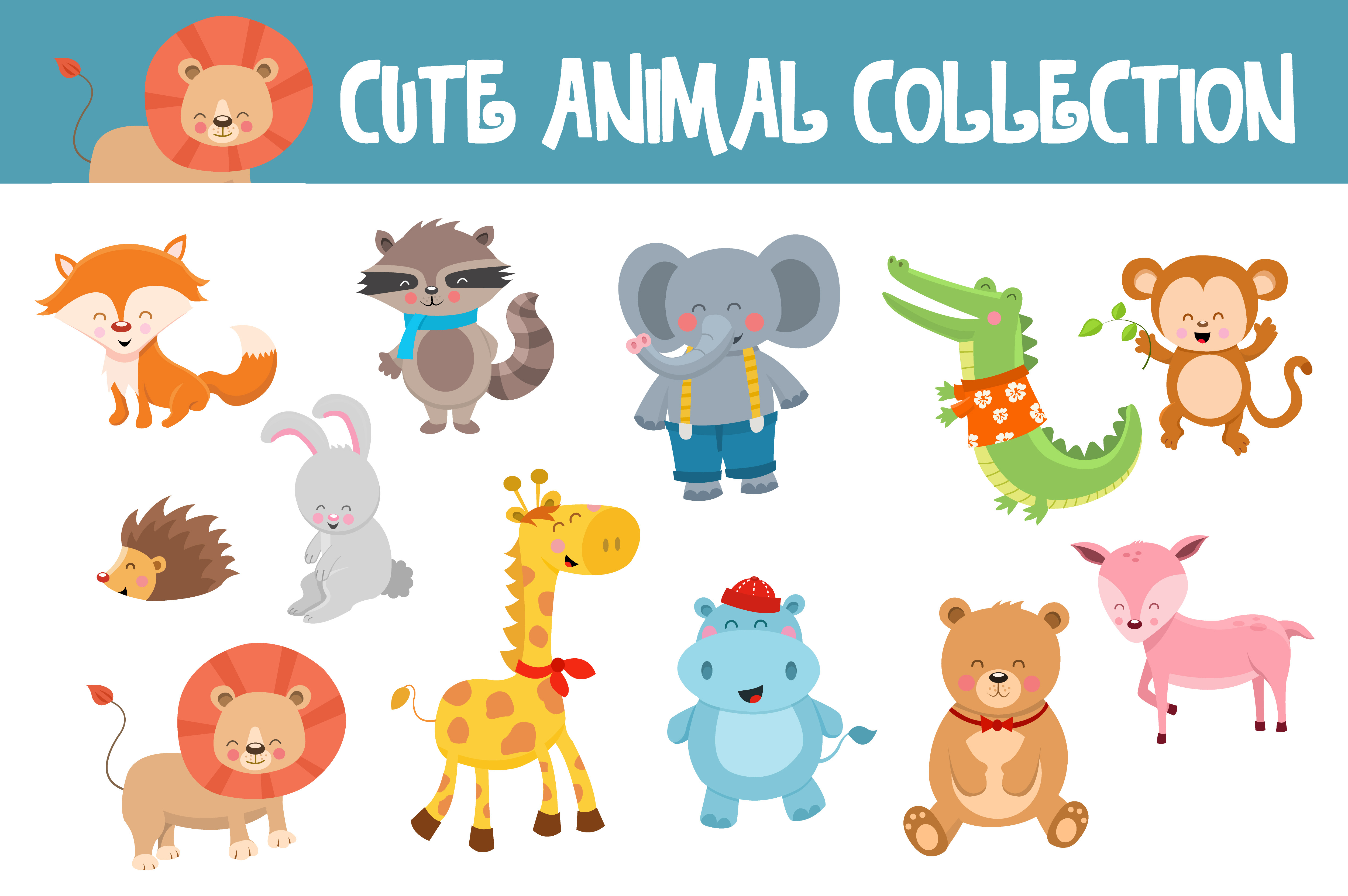 Cute Animal Collection, an Illustration by pinipin