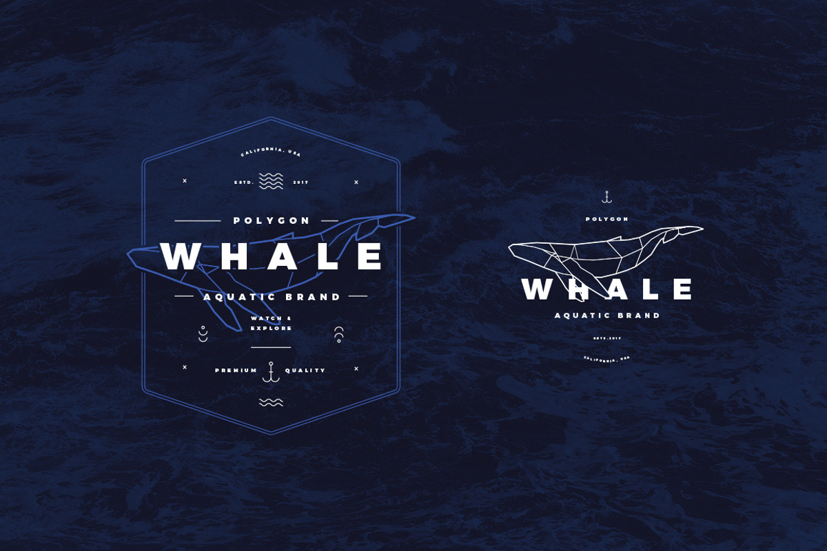Polygonal Whale Logo Set, a Branding & Logo Template by blauananas