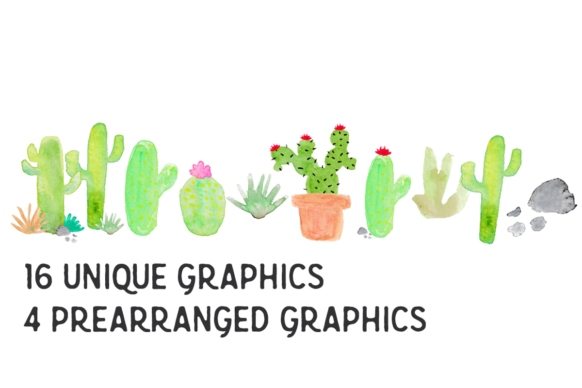 Cactus Watercolor Clip Art, an Illustration by Emerald & Ivy Studios