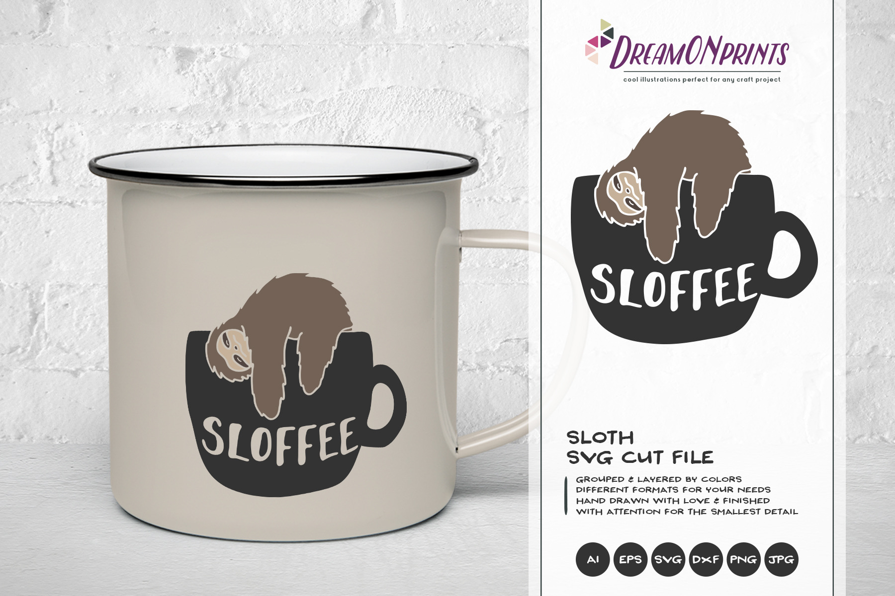 Sloth SVG - Coffee SVG, Sloffee Cut, an Animal Illustration by ...