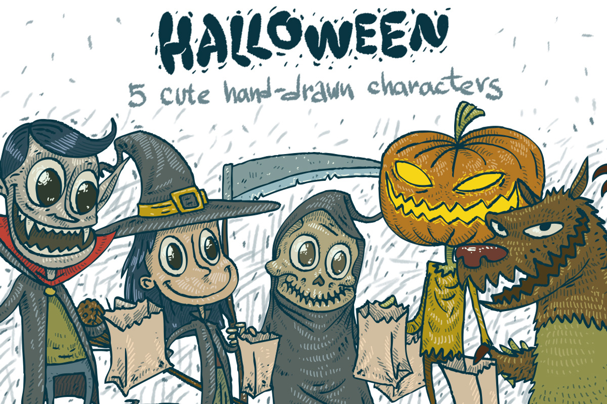 5 Halloween characters, an Illustration by IvanNikulin
