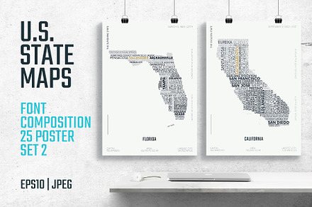 U.S. State Maps Font composition s1, an Illustration by MaximGertsen