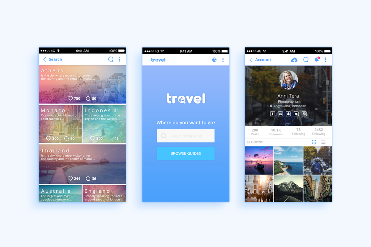travel (Travel App UI), an UI Kit Template by Rebound