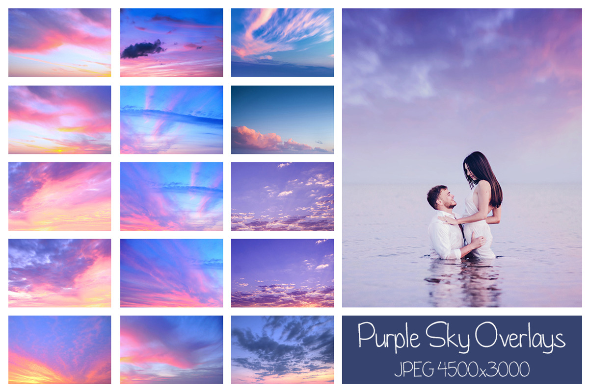 30 Purple Sky Overlays, a Texture Graphic by LovePhotoMoment