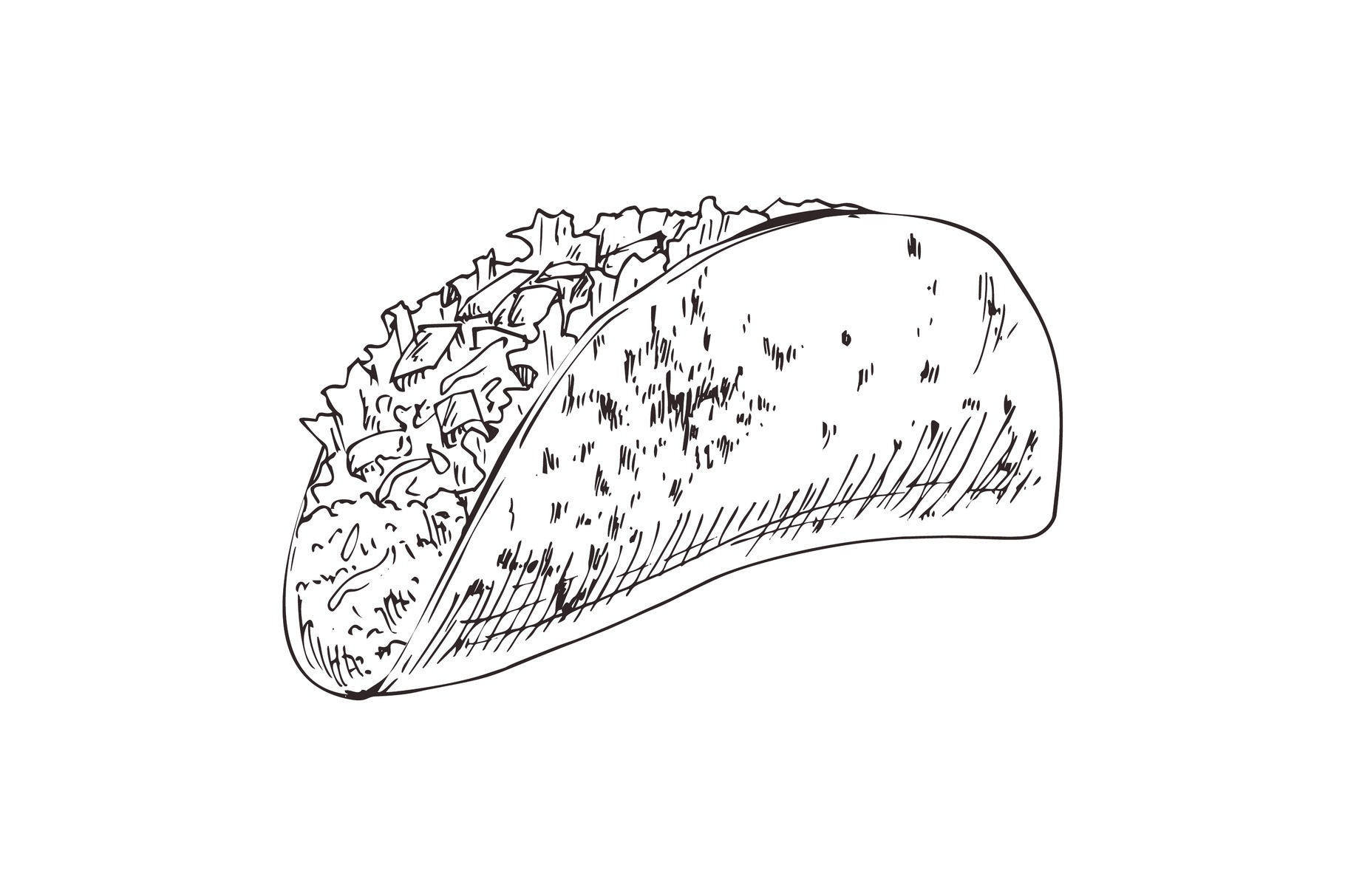 Taco Burrito Monochrome Sketch, a Food Illustration by robuart