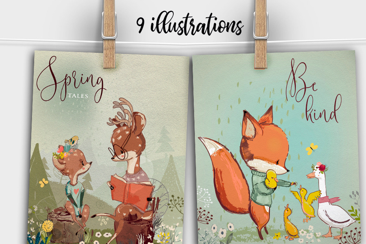 9 lovely illustrations-fox and fawn, an Animal Illustration by Eve Farb