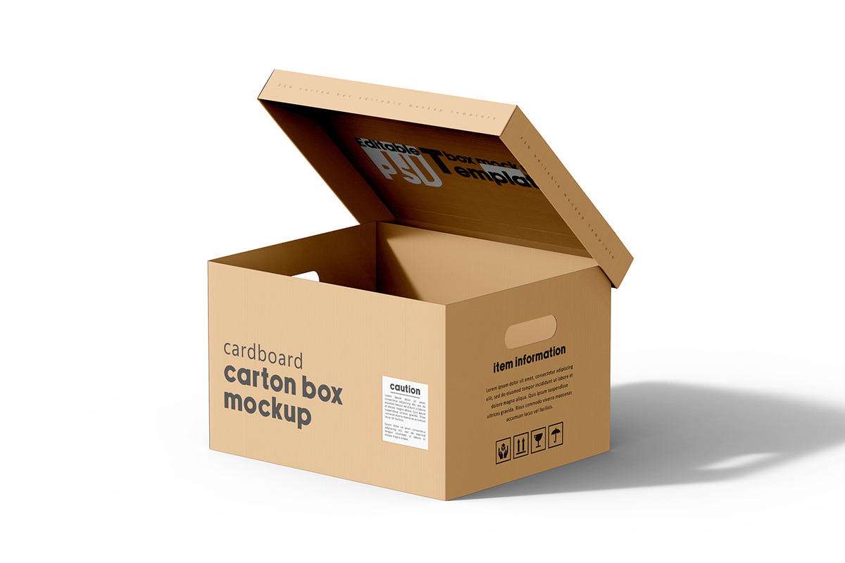 Cardboard Carton Moving Box Mockup, a Packaging Mockup by Ram Studio