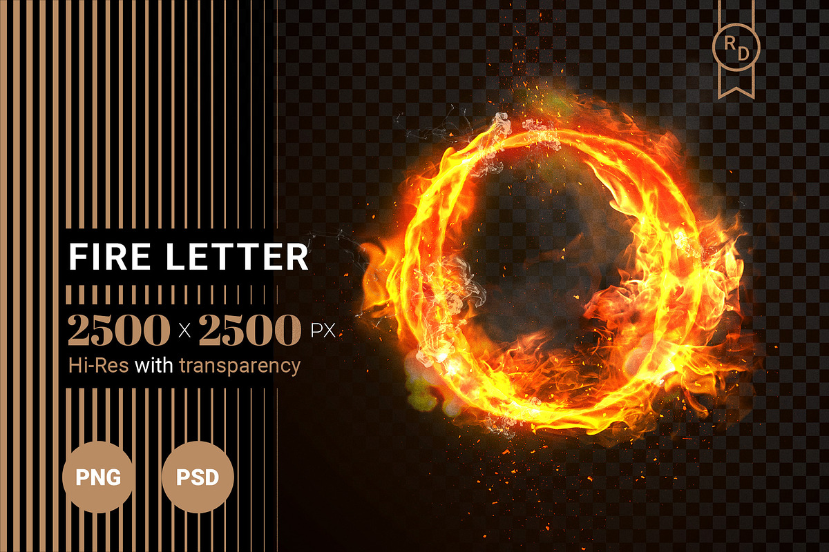 Fire Letter O of burning flame (PSD), an Illustration by Ron Dale ...