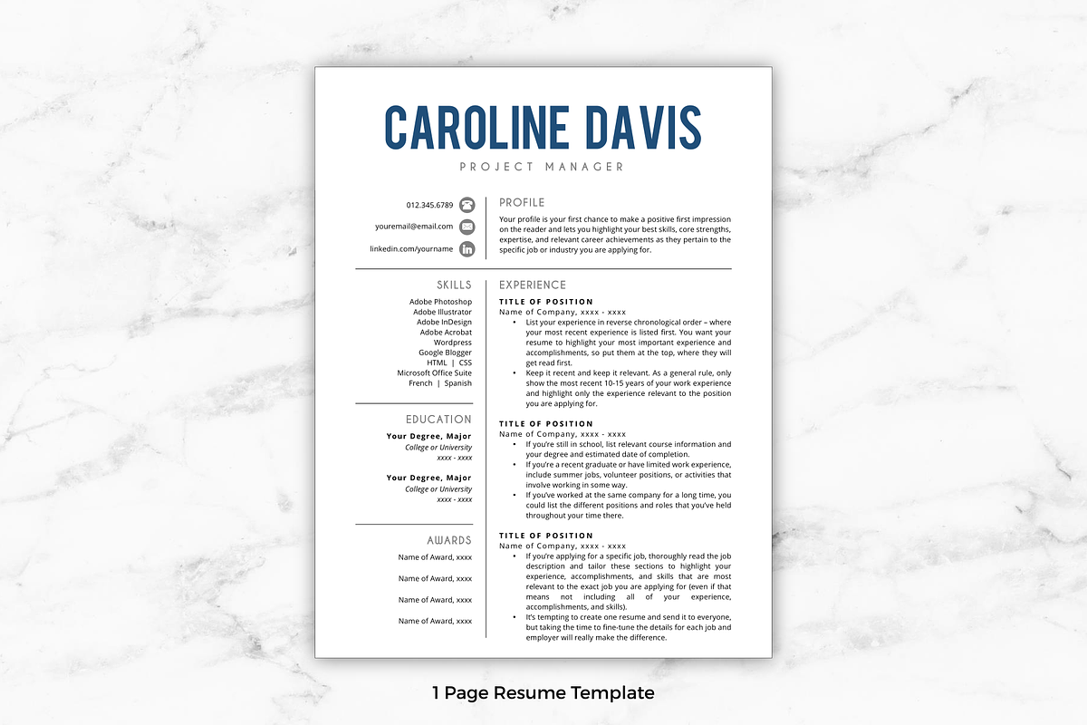 Modern Resume - Caroline, a Resume Template by Resume Template Studio