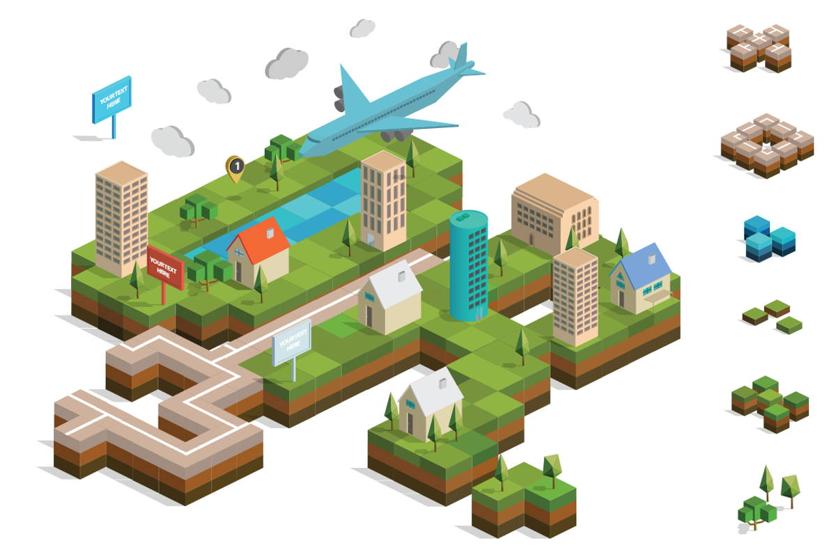 Isometric City Map Builder Vector, an Illustration by Vectopus.com
