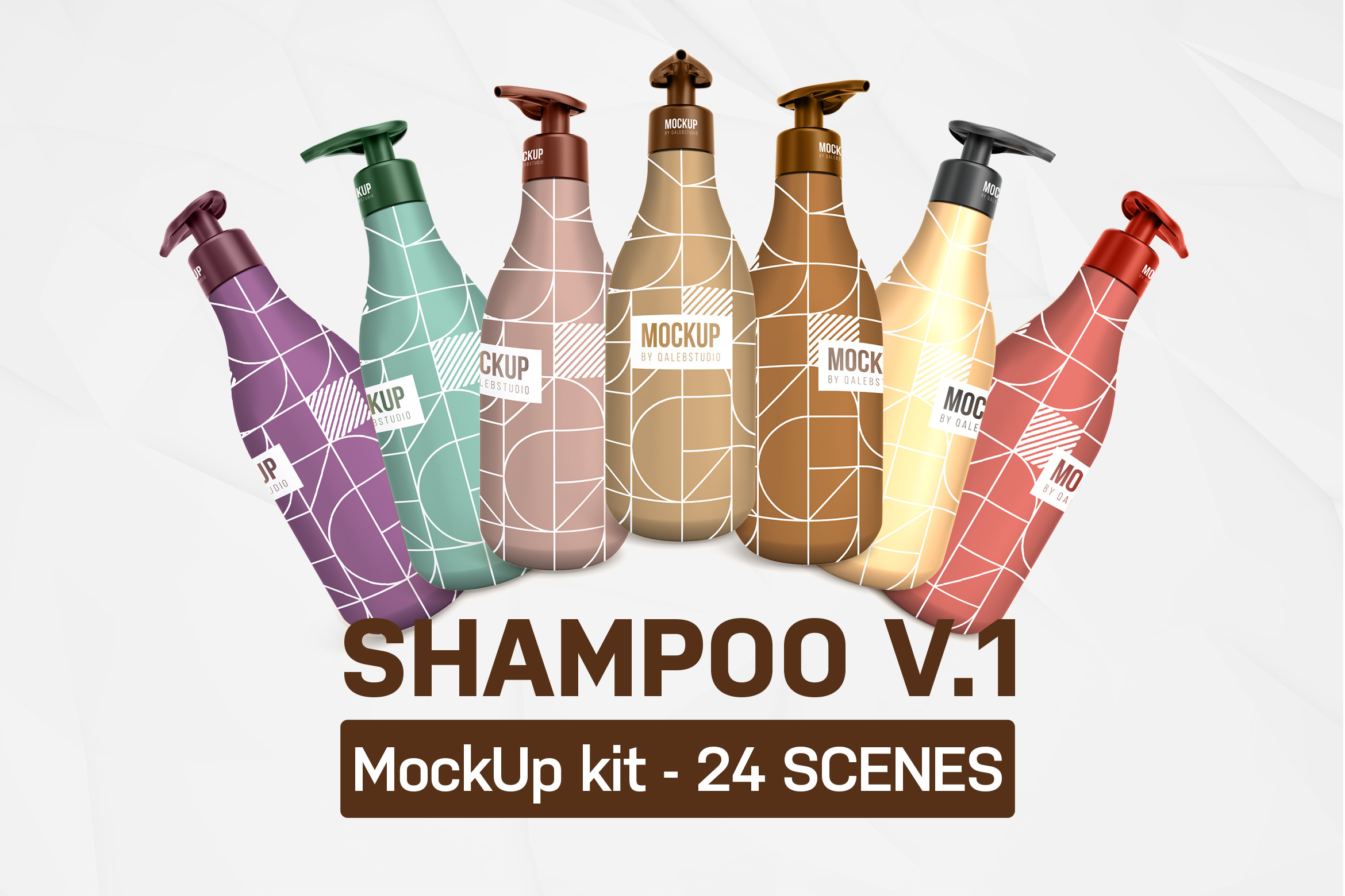 Shampoo V.1 Kit Mockup, a Cups & Container Mockup by Qaleb Studio