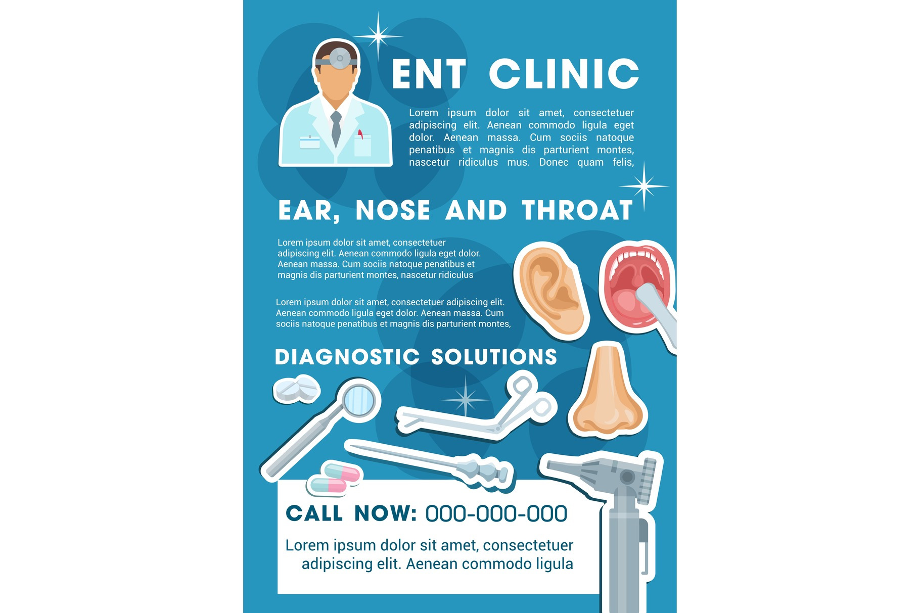 ENT medical clinic with human organs, a Healthcare Illustration by ...