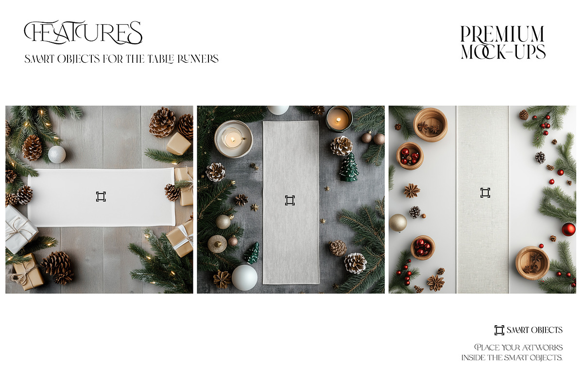 Christmas Table Runner Mockups, a Household Mockup by mock-ups