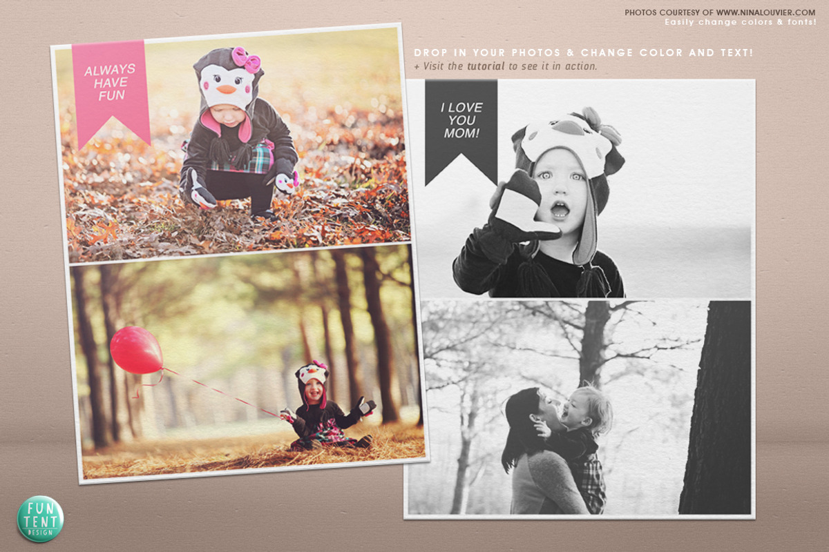 2 Photos blog board collage template, a Flyer Template by FUN TENT DESIGN