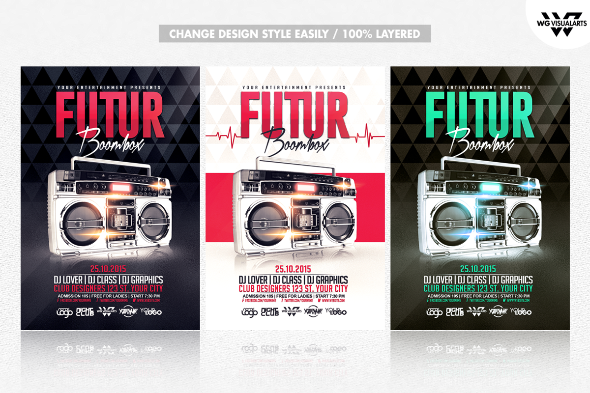 FUTURE BOOMBOX Flyer Template, a Flyer Template by WG DESIGN